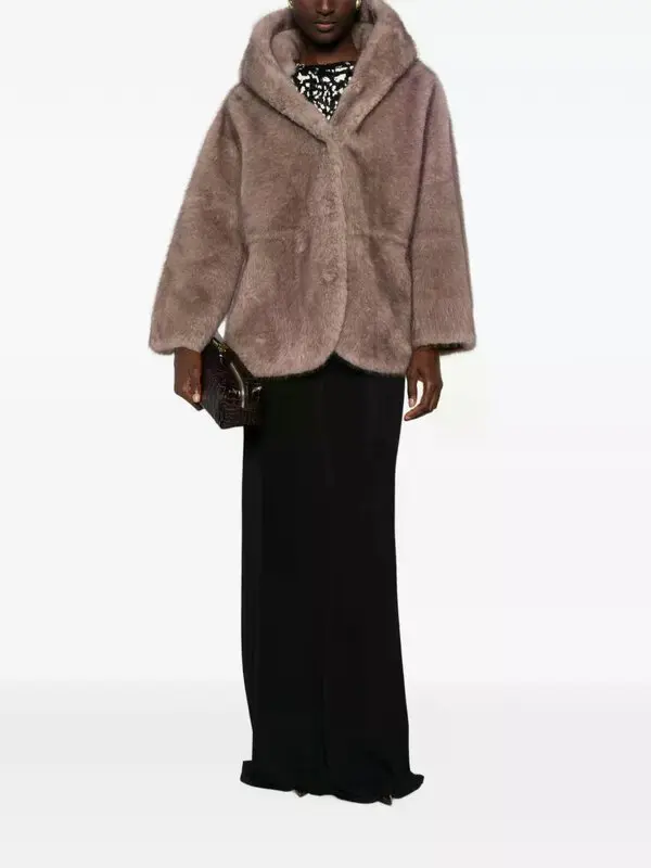 CENERE GB Hooded Faux-fur Coat