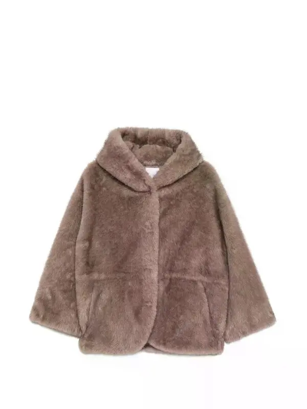 CENERE GB Hooded Faux-fur Coat - Neutrals