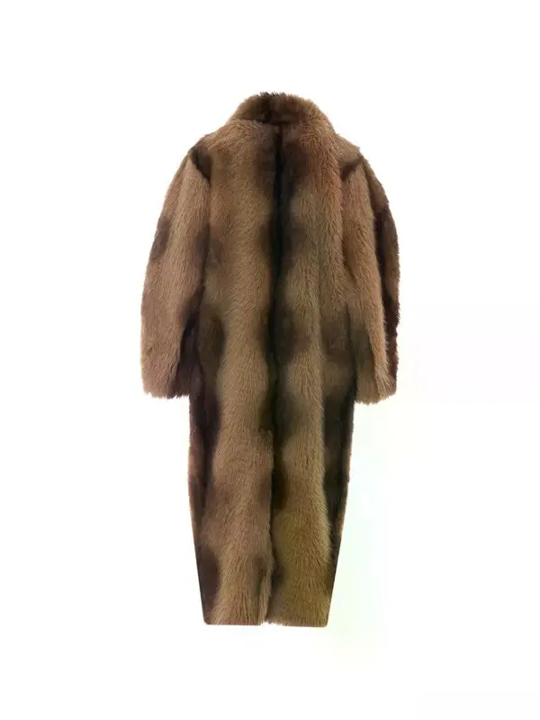 SWORD 6644 Faux-fur Double-breasted Coat - Brown