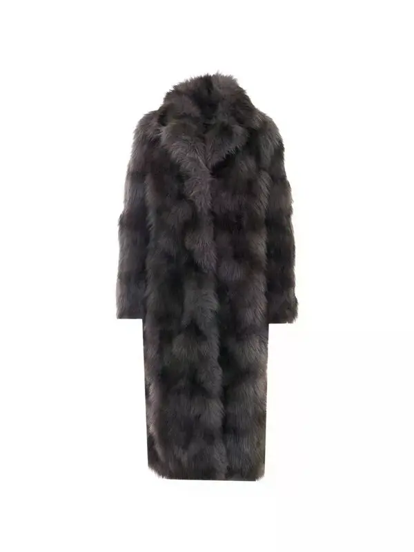SWORD 6644 Shearling-texture Notch-lapel Coat - Grey