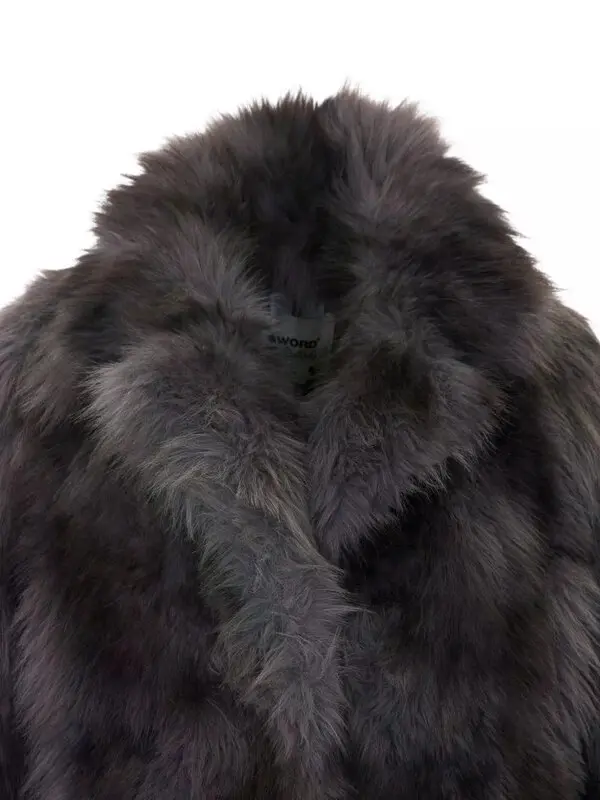 SWORD 6644 Shearling-texture Notch-lapel Coat