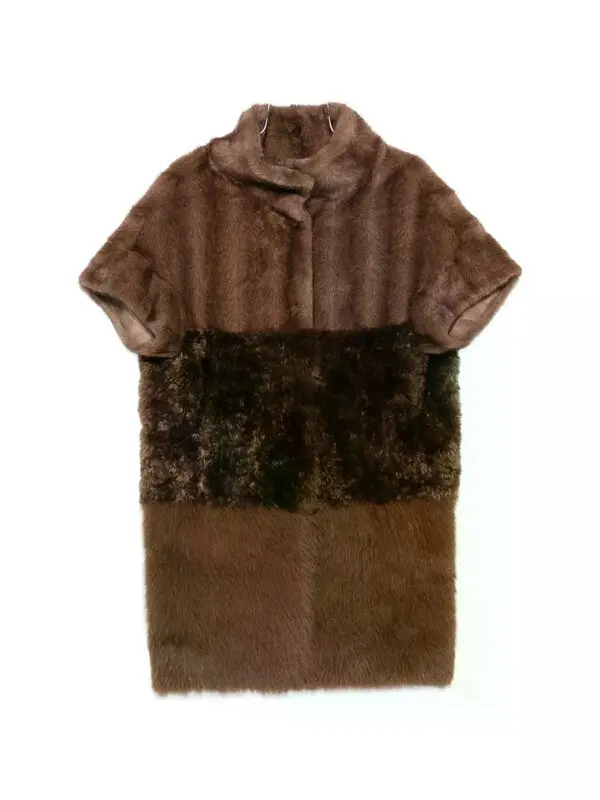 CENERE GB Faux-fur Panelled Coat - Brown