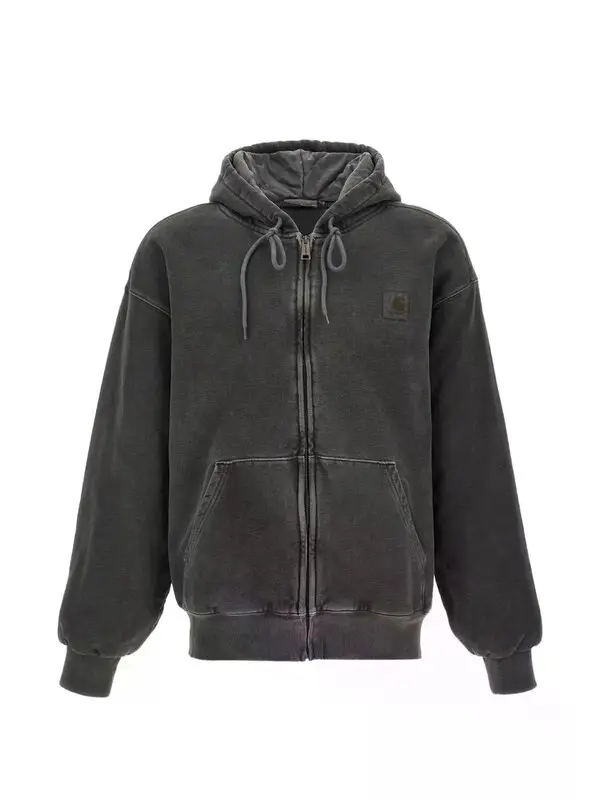 Carhartt Work In Progress Logo-patch Zip-up Hoodie - Grey