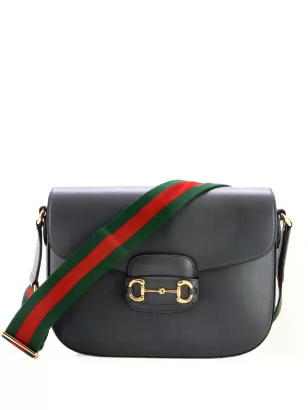 Gucci Horsebit 1955 Leather Large Shoulder Bag - Grey