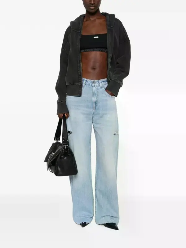 ICON DENIM LOS ANGELES Poppy Distressed Wide-leg Jeans - Blue
