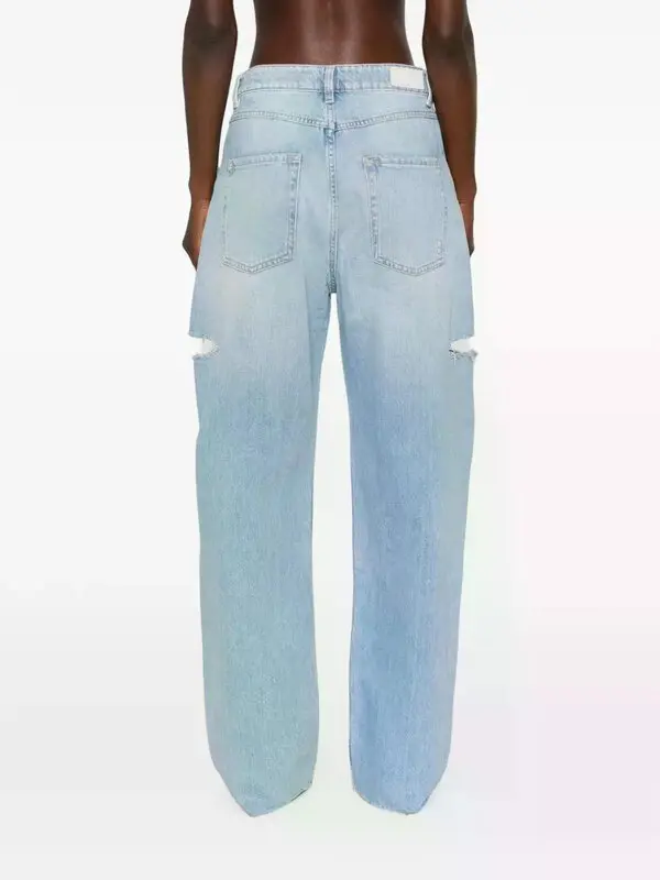 ICON DENIM LOS ANGELES Poppy Distressed Wide-leg Jeans - Blue