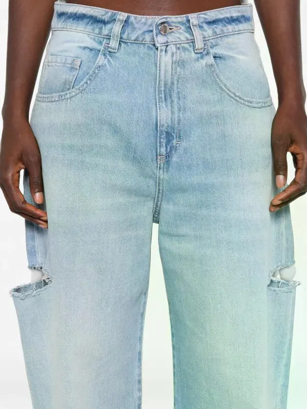 ICON DENIM LOS ANGELES Poppy Distressed Wide-leg Jeans - Blue