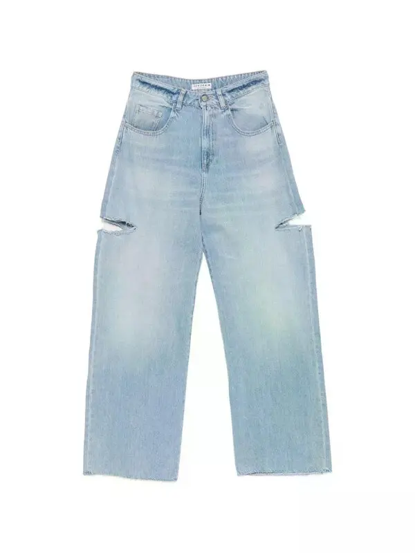 ICON DENIM LOS ANGELES Poppy Distressed Wide-leg Jeans