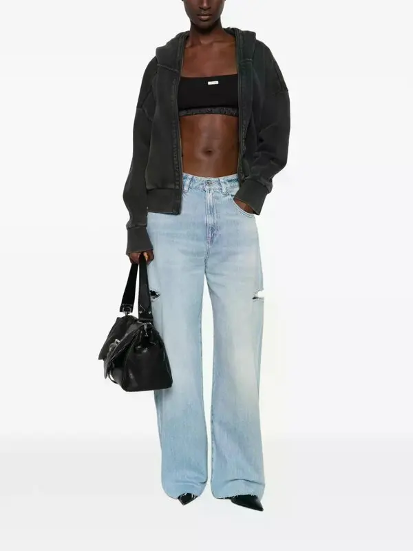 ICON DENIM LOS ANGELES Poppy Distressed Wide-leg Jeans