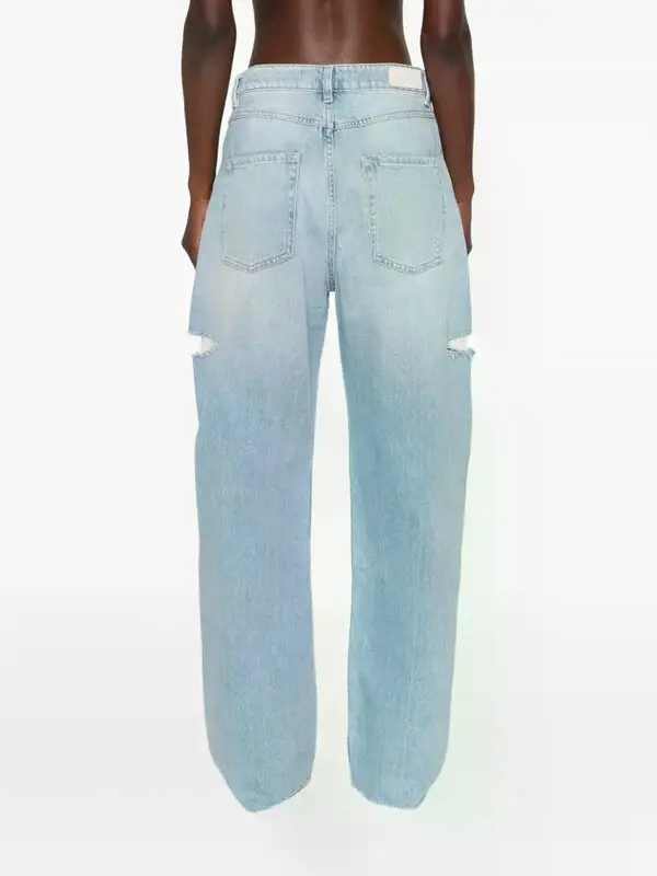 ICON DENIM LOS ANGELES Poppy Distressed Wide-leg Jeans