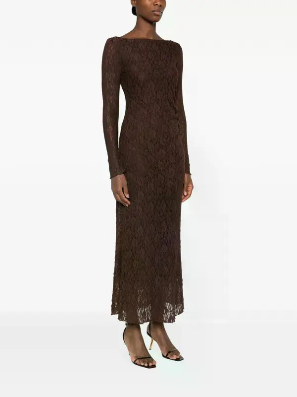 Imperial Lace-knit Long-sleeve Maxi Dress