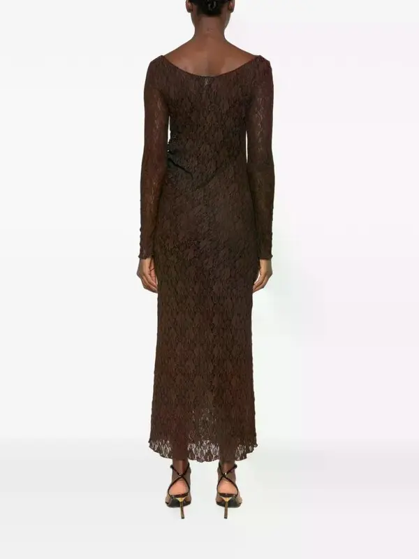 Imperial Lace-knit Long-sleeve Maxi Dress