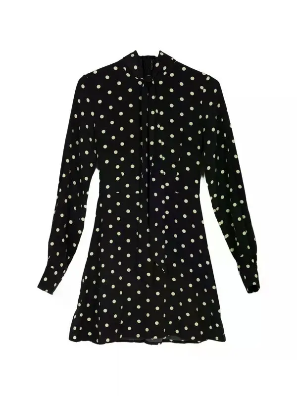 FRANCOISE PINTON - PARIS Polka-dot Tie-neck Mini Dress