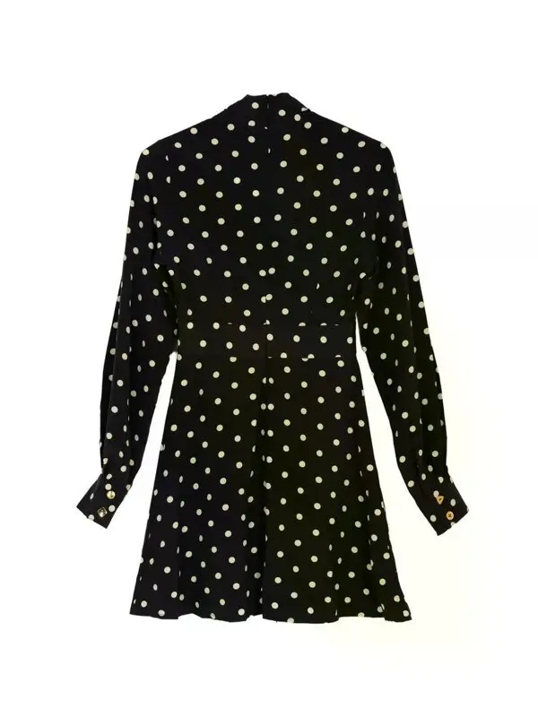 FRANCOISE PINTON - PARIS Polka-dot Tie-neck Mini Dress