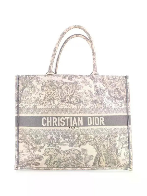 Dior Book Embroidered Canvas Large Tote Bag