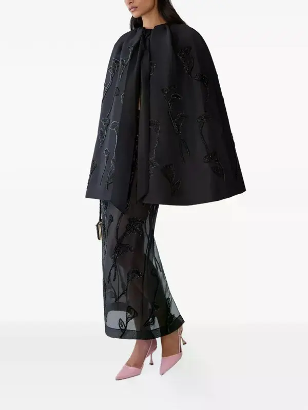 Carolina Herrera Floral-embroidered Silk Cape