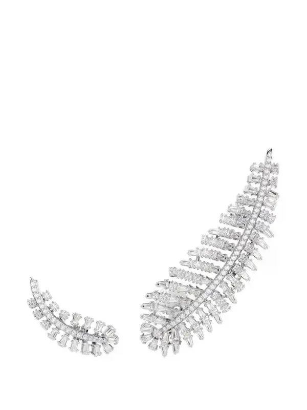 SWAROVSKI Vienna Crystal-embellished Leaf-motif Earrings - Silver