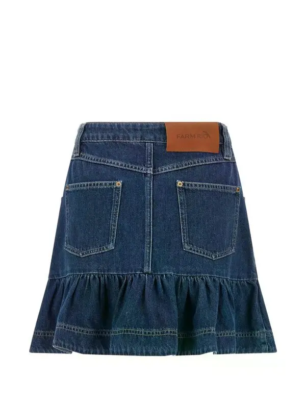 Farm Rio Ruffled Button-front Denim Mini Skirt