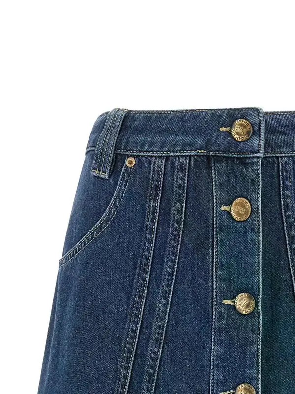 Farm Rio Ruffled Button-front Denim Mini Skirt