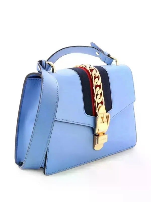 Gucci Sylvie Leather Small Shoulder Bag - Blue