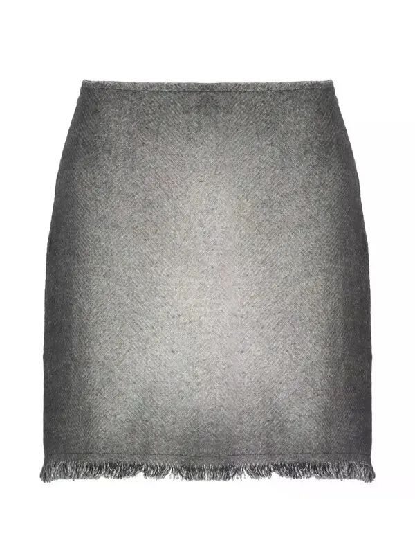 Avant Toi Fringed Herringbone Mini Skirt
