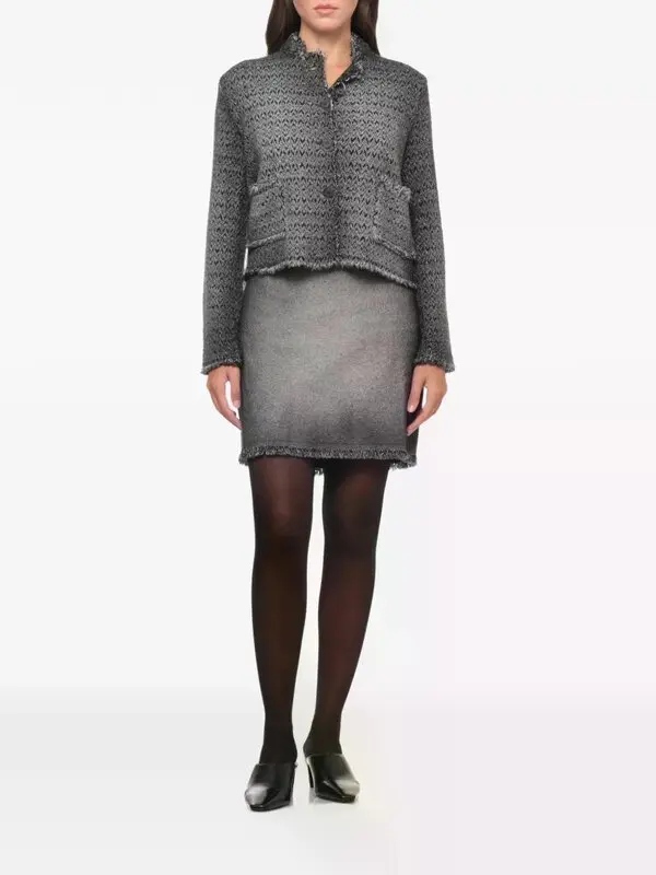 Avant Toi Fringed Herringbone Mini Skirt