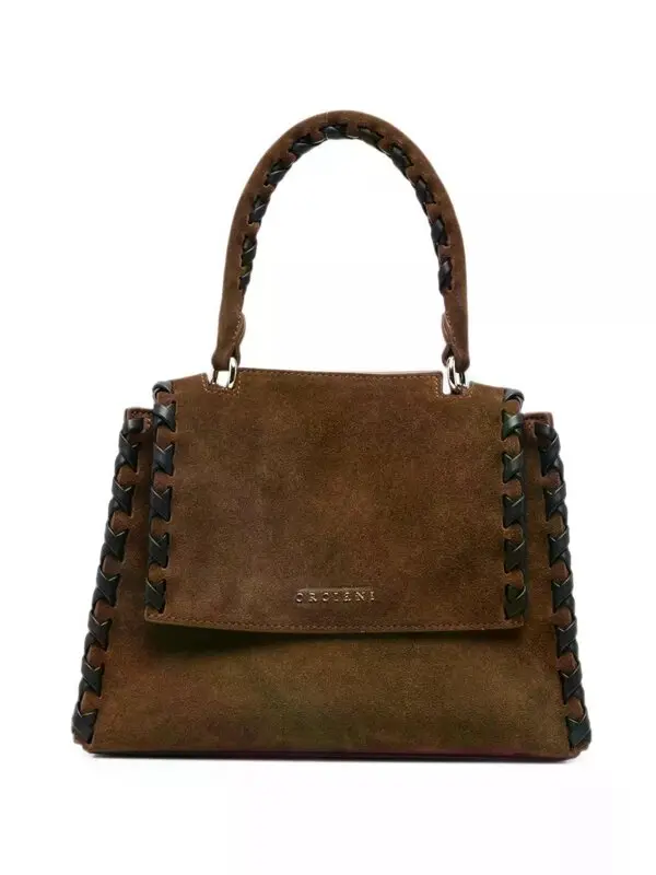 Orciani Braided-trim Suede Shoulder Bag - Brown