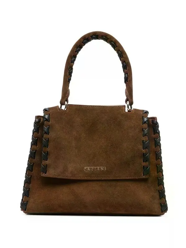 Orciani Braided-trim Suede Shoulder Bag - Brown