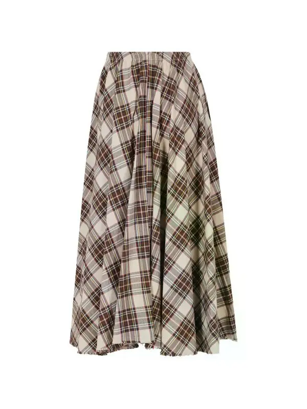 DEPARTMENT 5 Alice Check Frayed-hem Midi Skirt