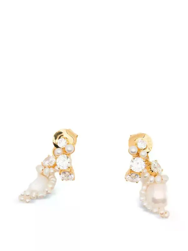 Completedworks Pearl And Zirconia Swirl Earrings - Gold