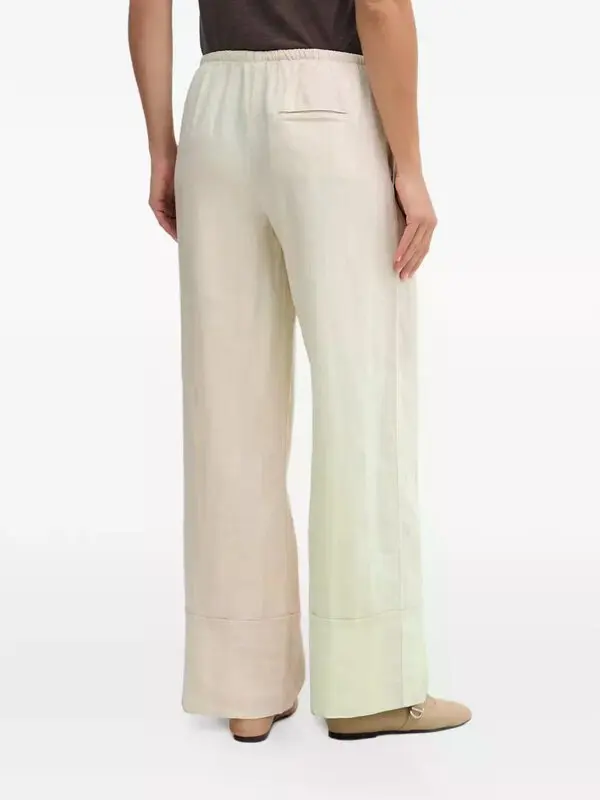 BENETTON Drawstring Linen Trousers - Neutrals