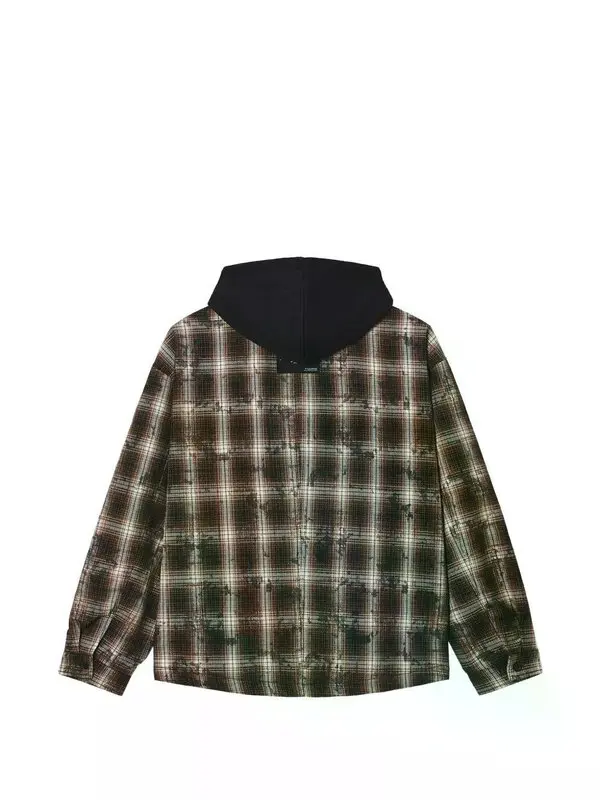FIVE CM Check Hooded Jacket - Brown