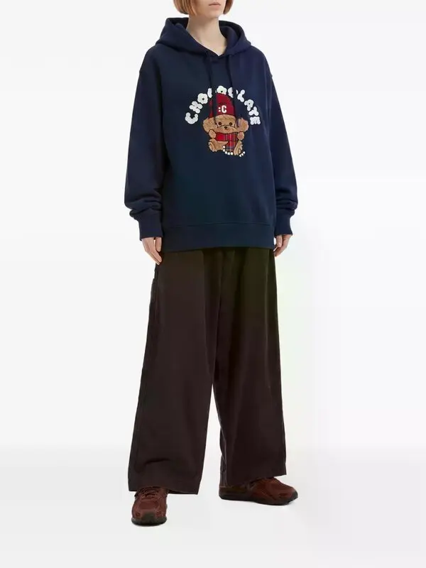 CHOCOOLATE Dog-patch Drawstring Hoodie - Blue