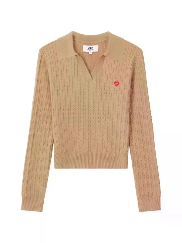 CHOCOOLATE Cable-knit Heart-patch Sweater - Neutrals