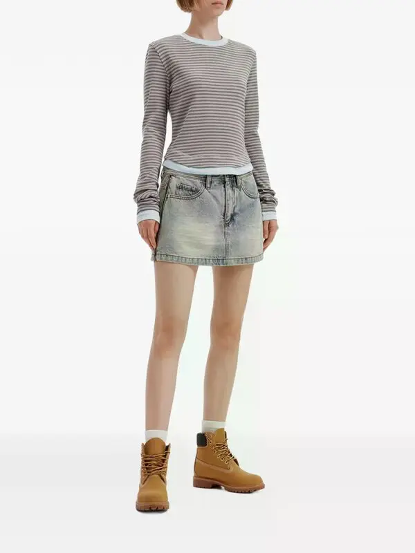 MINI CREAM Striped Layered-effect T-shirt