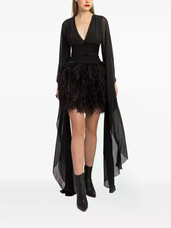 GEMY MAALOUF V-neck Draped-sleeve Top