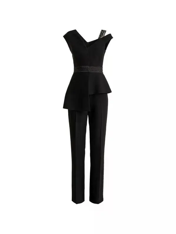 GEMY MAALOUF Asymmetric Peplum Jumpsuit - Black