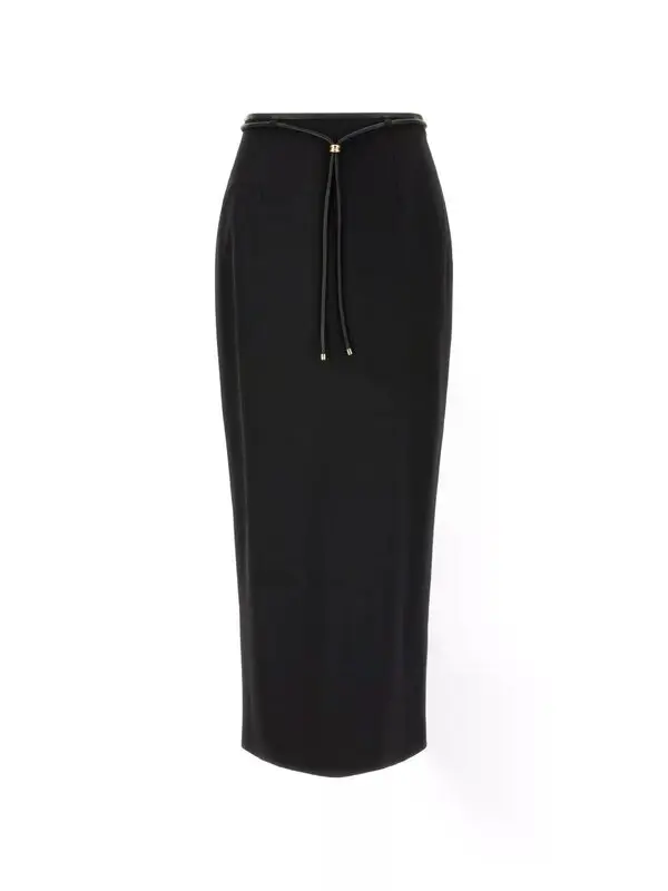 Agnona Belted High-waisted Midi Skirt - Black