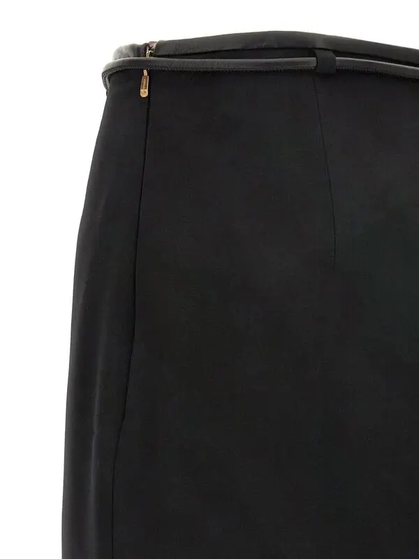 Agnona Belted High-waisted Midi Skirt