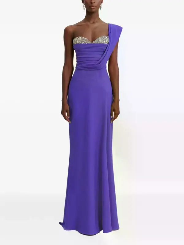 GEMY MAALOUF Crystal-embellished Draped Corset Dress