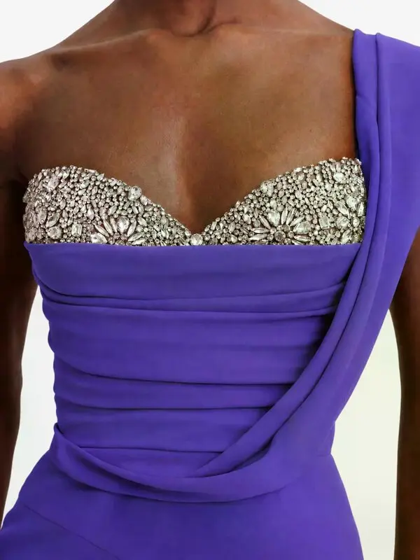 GEMY MAALOUF Crystal-embellished Draped Corset Dress