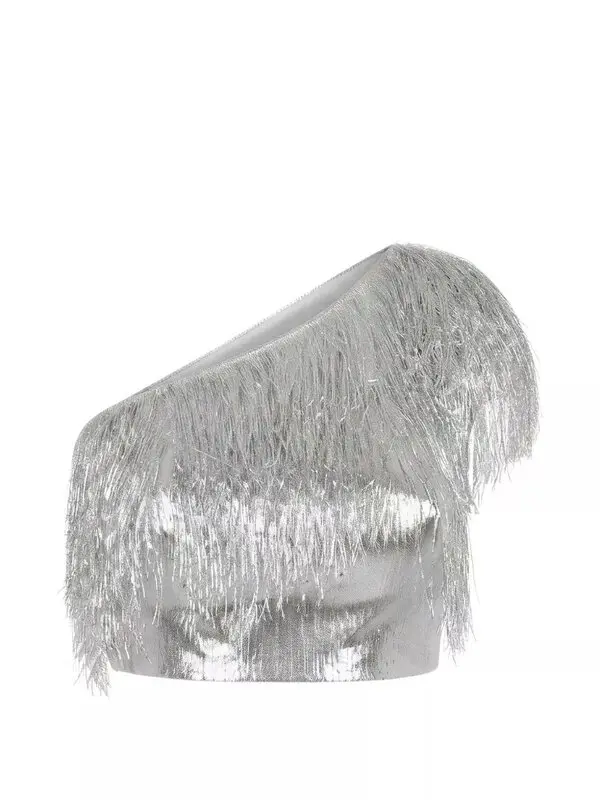 GEMY MAALOUF Fringe-trimmed One-shoulder Top - Silver