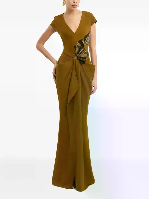 GEMY MAALOUF Embellished V-neck Dress