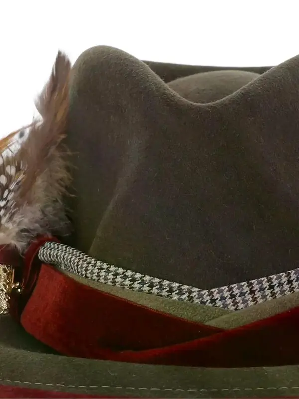 ALEXIA ALVAREZ DE TOLEDO Feather-embellished Houndstooth-trim Hat