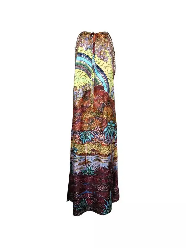ATELIER VLISCO Rainbow Landscape-print Halterneck Maxi Dress