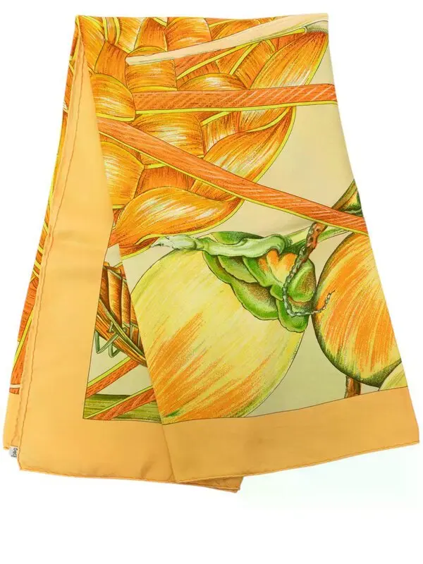 Hermès 1990-2010 Jardin Creole Silk Scarf 90 Scarves - Orange