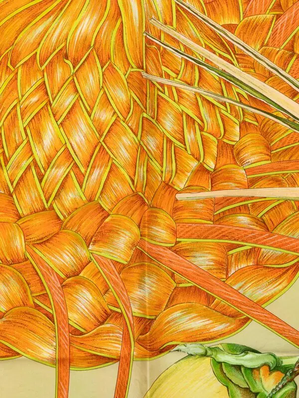 Hermès 1990-2010 Jardin Creole Silk Scarf 90 Scarves - Orange