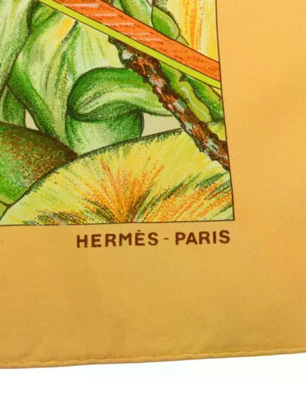 Hermès 1990-2010 Jardin Creole Silk Scarf 90 Scarves - Orange