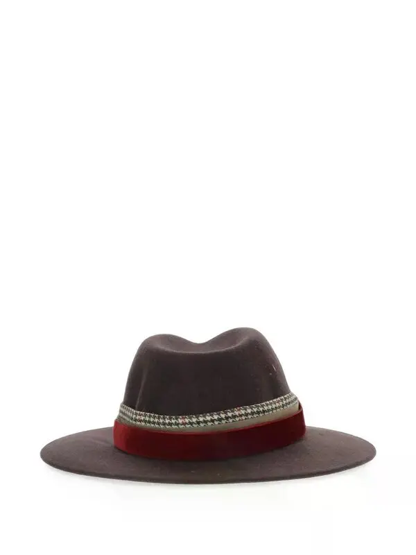 ALEXIA ALVAREZ DE TOLEDO Houndstooth-trim Wool Fedora Hat