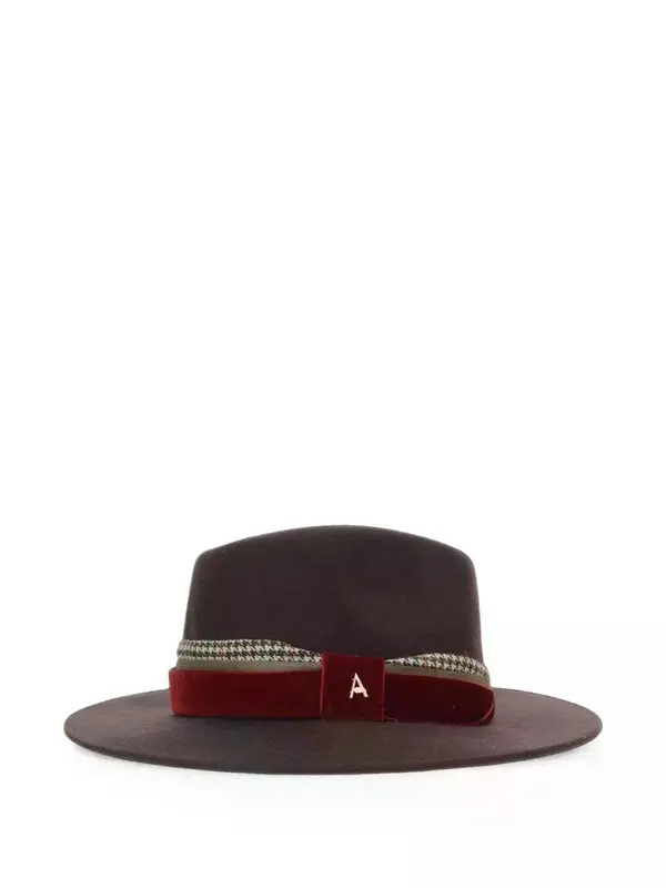 ALEXIA ALVAREZ DE TOLEDO Houndstooth-trim Wool Fedora Hat